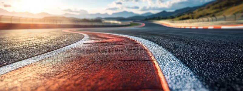 Hyperrealistic Race Track with Sharp Curve, Featuring Textured Asphalt ...