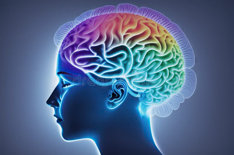 Hyperrealistic X-ray Image of a Human Head with the Brain Highlighted ...