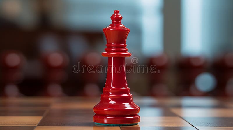 Hyperrealistic Red Chess Piece on a Dark Board Stock Illustration ...