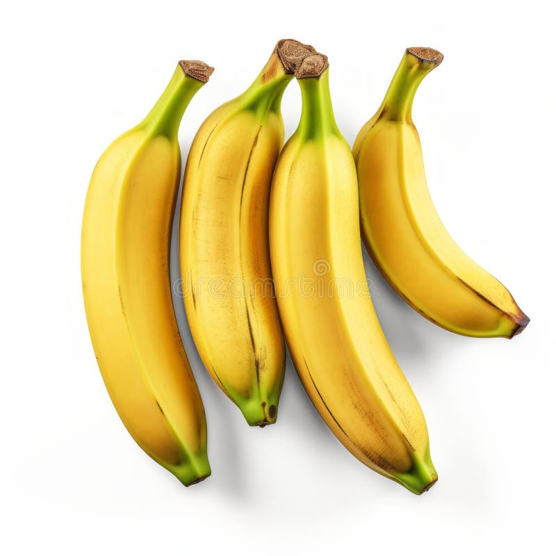 Hyperrealistic Rendering of Five Bananas on White Surface Stock ...