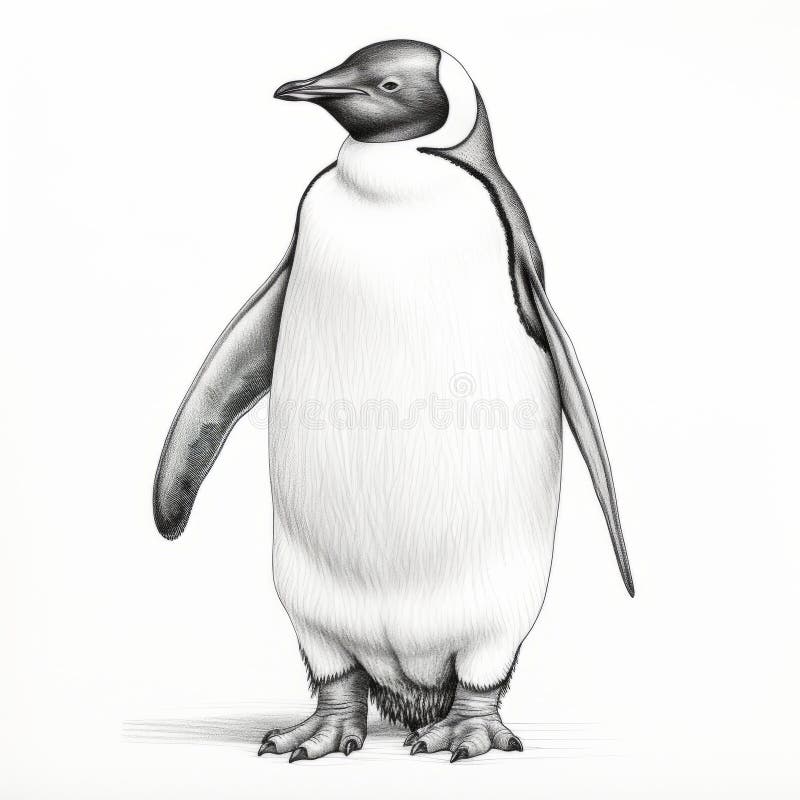 Hyperrealistic Rendering of a Penguin in Bold Defined Lines Stock ...