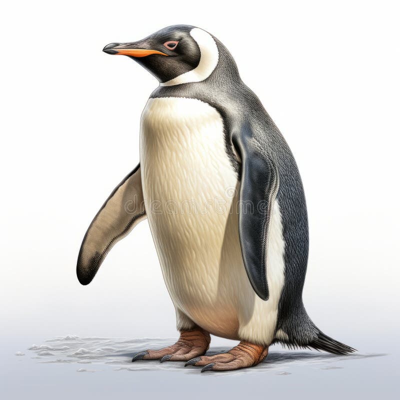 Hyperrealistic Rendering of a Penguin on White Background Stock ...
