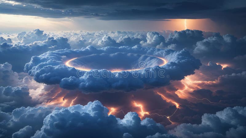 Intense Storm Clouds Forming a Vortex with Dramatic Lightning Strikes ...
