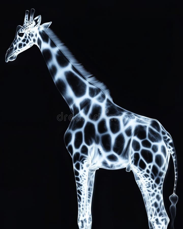 X-Ray Effect Giraffe Spots Glowing White on Black Texture Stock ...