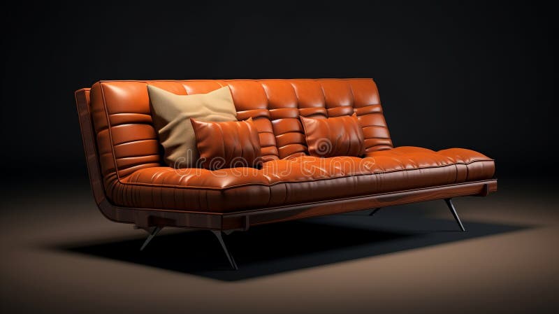 Hyperrealistic Sofa Bed Design With Weaving Leather Elements Stock