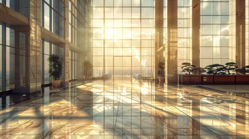 Hyperrealistic Sunlight Streaming through Skyscraper Atrium with ...