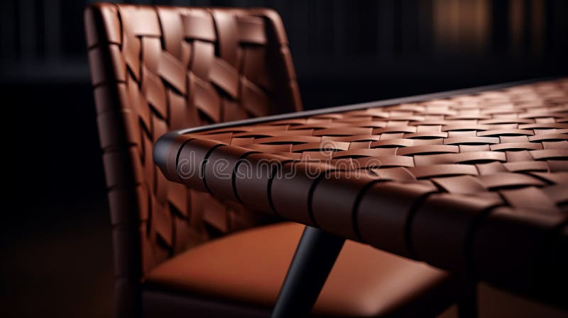 Hyper-realistic Brown Woven Table and Chairs with Intense Close-ups ...