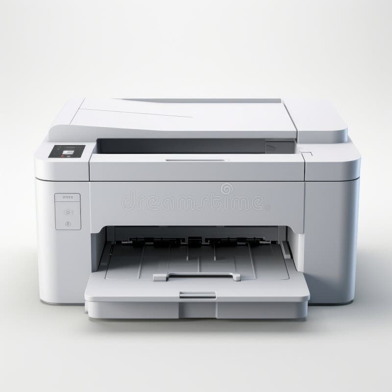 Hyperrealistic White Printer with Minimalist Brushwork and ...