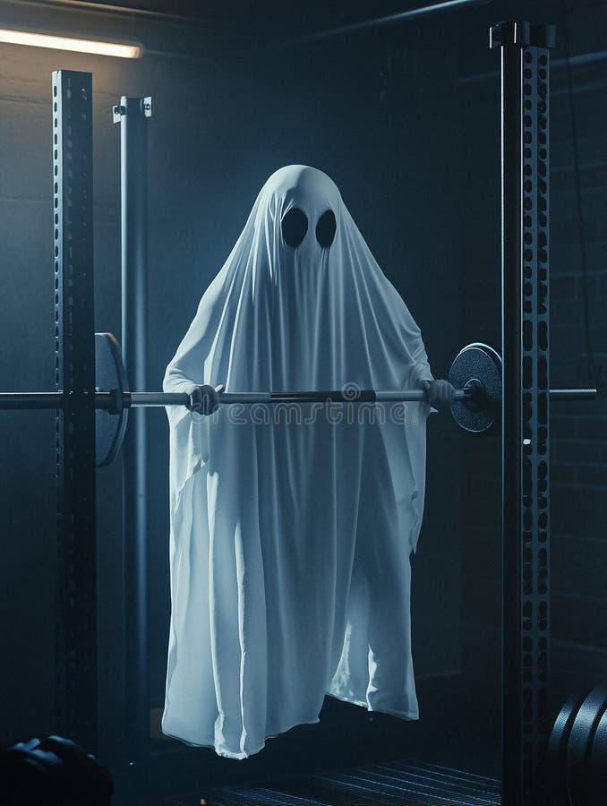 Hyperrealistic White Sheet Ghost is Doing Powerlifting Stock Photo ...