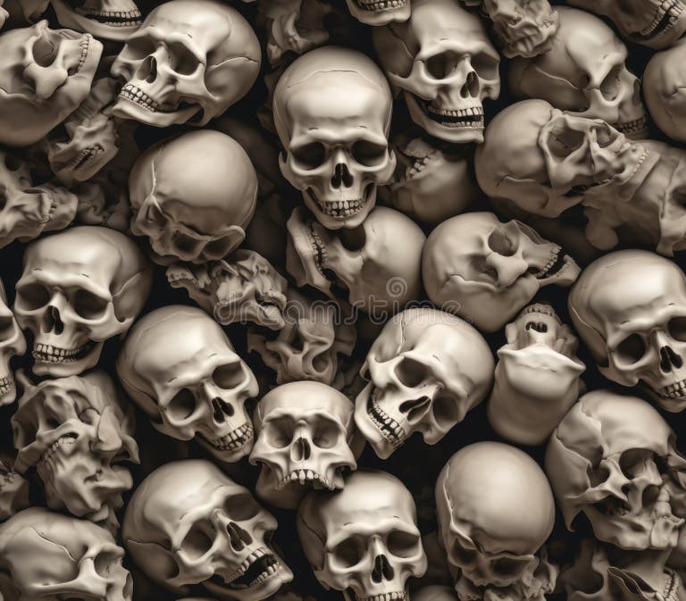 Hyperrealistic White Skulls Huddled Together AI Generated Stock ...