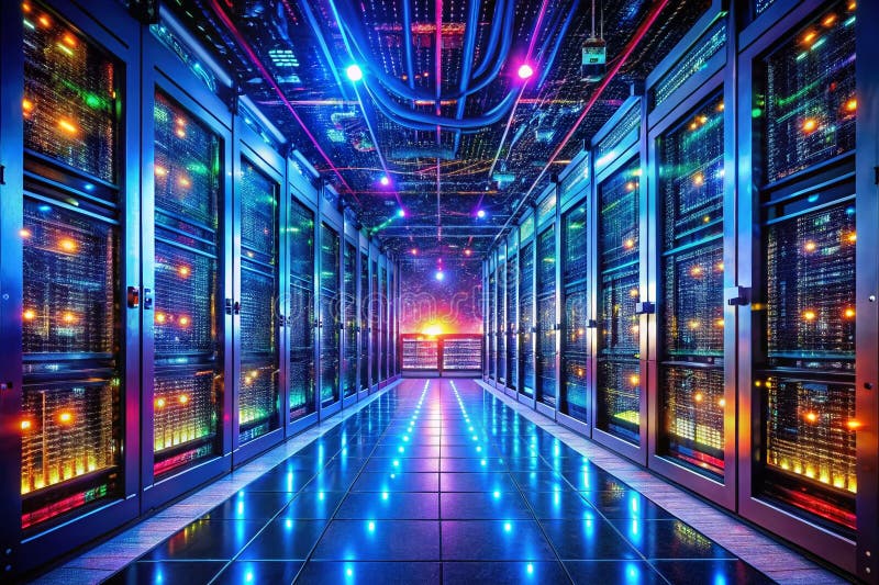 Hyperscale Data Center a Glowing Visualization of CuttingEdge Network ...