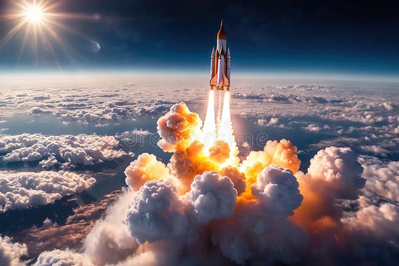 Hypersonic Missiles. a Combat Rocket is Flying Above the Clouds Stock ...