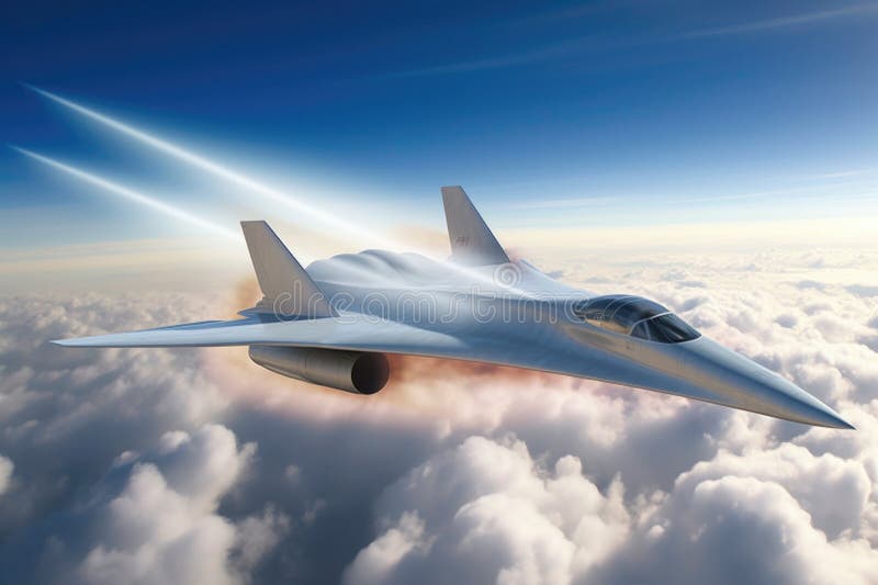 Hypersonic Plane Breaking Sound Barrier in Sky Stock Illustration ...