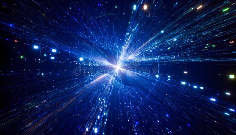 Hyperspace: Light Speed and Data Flow in the Blue Tunnel. Stock ...