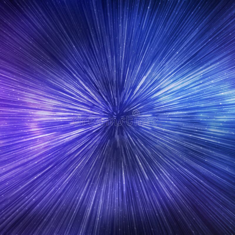 Hyperspace Speed Effect in Night Starry Sky. Bright Blue Galaxy, Square ...