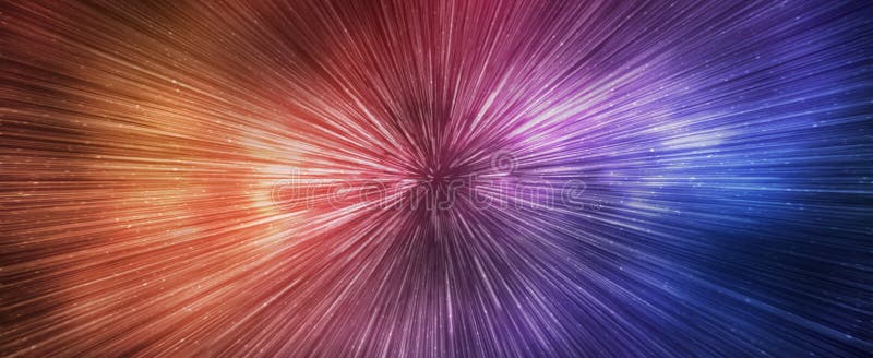 Hyperspace Speed Effect in Night Starry Sky. Bright Blue and Red Galaxy ...