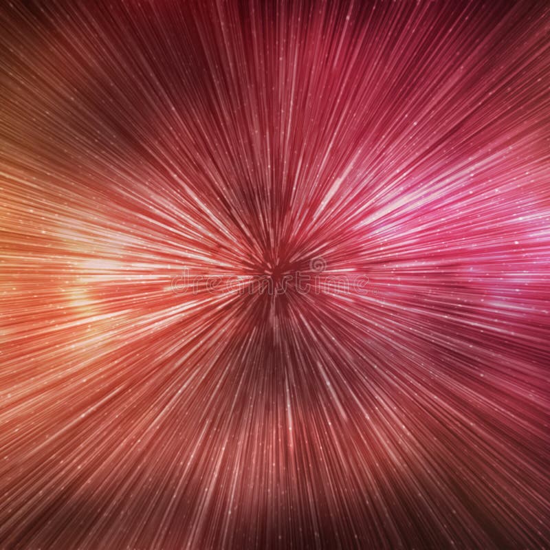 Hyperspace Speed Effect in Night Starry Sky. Bright Red Galaxy, Square ...