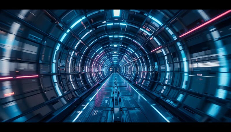 Hyperspace Voyage: a Sci-Fi Tunnel Loop with Glowing Lights and Endless ...