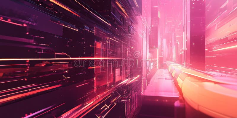 Hyperspeed Neon City Tunnel Vision Stock Illustration - Illustration of ...