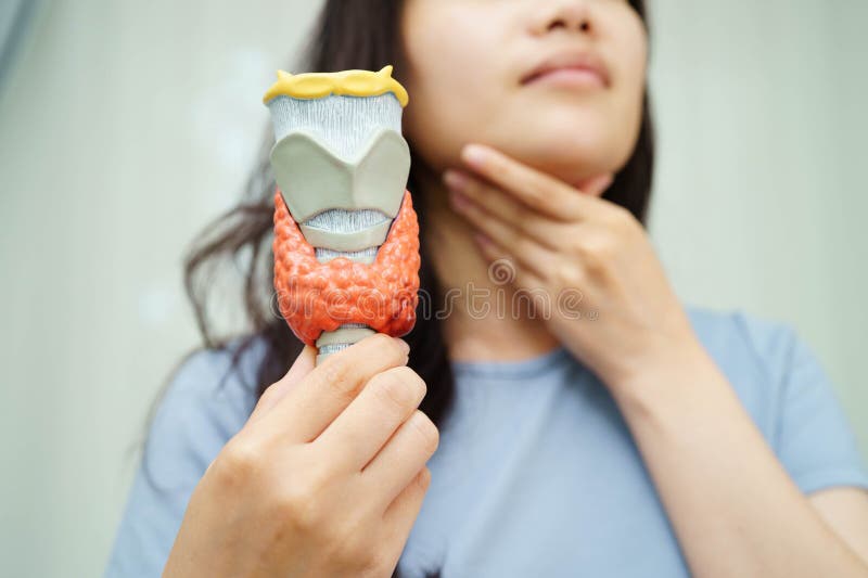 Hyperthyroidism, Overactive Thyroid, Thyroid Lymphoma, Asian Woman with Thyroid Gland Human ...