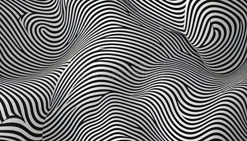 Hypnotic Black and White 3D Wave Illusion Stock Illustration ...