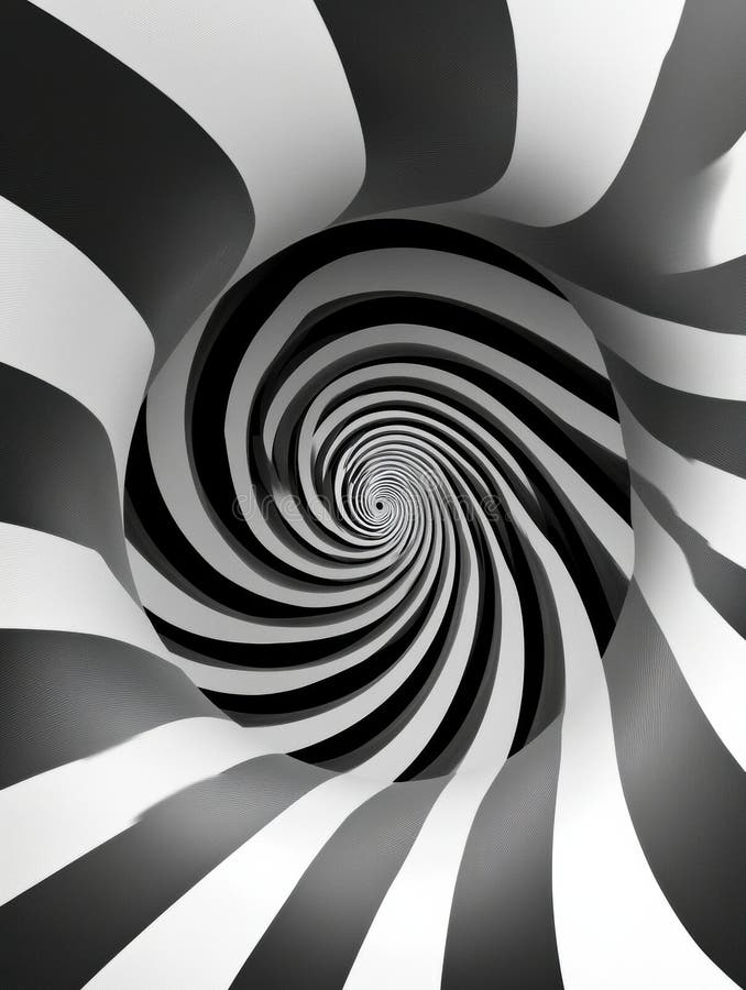 Hypnotic Black and White Spiral Creating an Optical Illusion with Depth ...