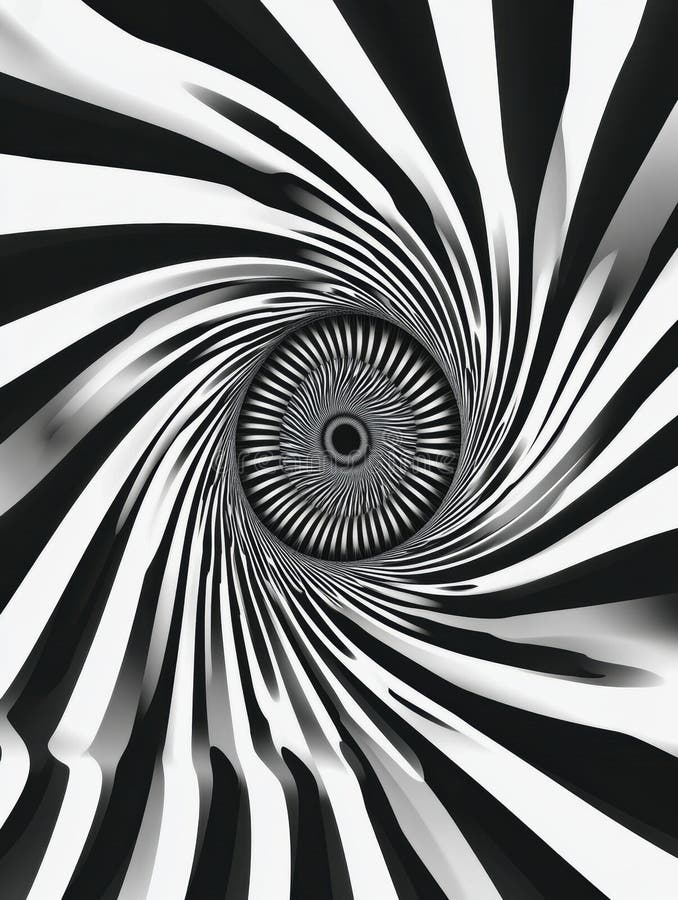 Hypnotic Black and White Spiral with Depth Creating an Optical Illusion ...