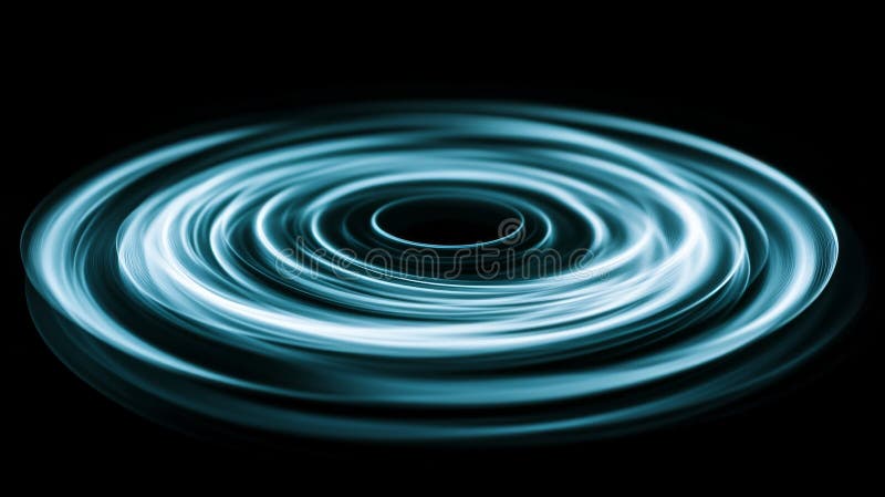 Hypnotic Blue Circular Light Patterns on Black Background, Abstract ...