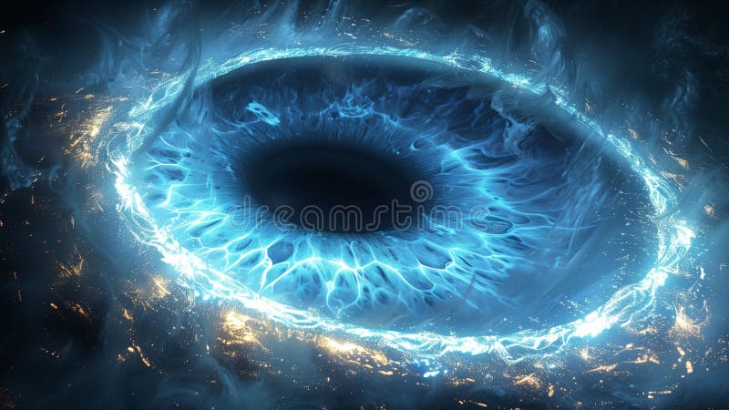 Hypnotic Blue Eye with Glowing Patterns Stock Illustration ...