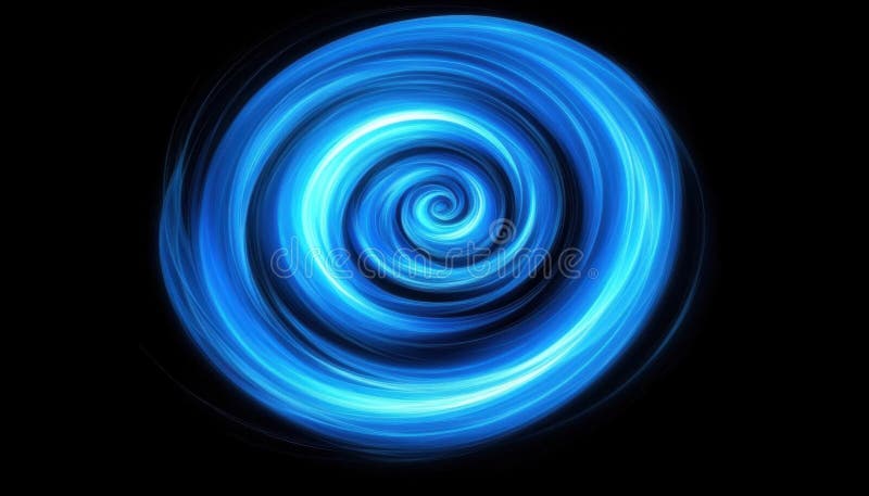 Hypnotic Blue Spiral Swirl on Black Background Stock Illustration ...