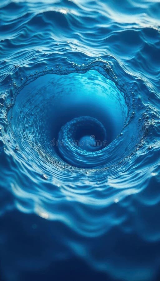 Hypnotic Blue Water Whirlpool, Spiraling Rapidly , Dynamic, Cycle Stock ...