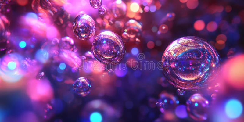A Hypnotic 3D Background Featuring an Array of Iridescent Bubbles ...