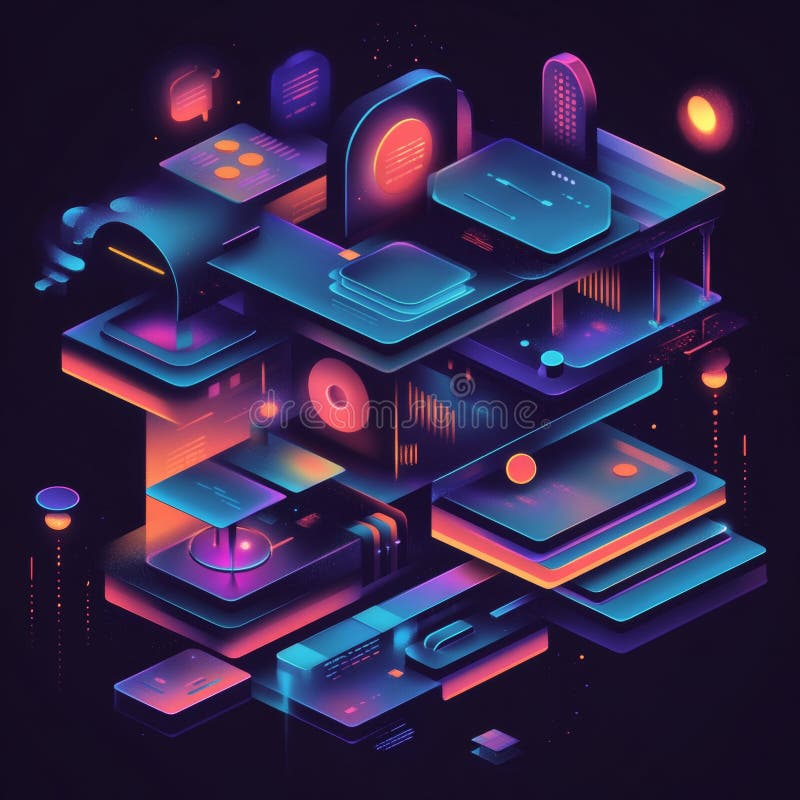 Hypnotic Futuristic Tech Structure Design Stock Illustration ...