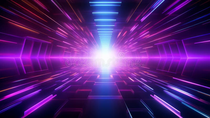 Hypnotic Hyper Space Tunnel with Neon Lights Stock Illustration ...