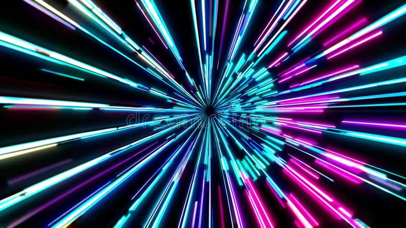 Hypnotic Neon Tunnel with Infinite Parallel Lines Rushing Forward Stock ...