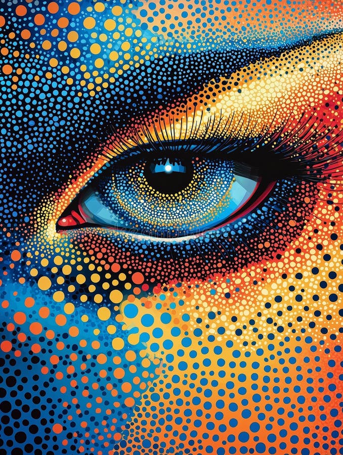 Hypnotic Psychedelic Eyes Made of Concentric Polka Dots in Vibrant ...