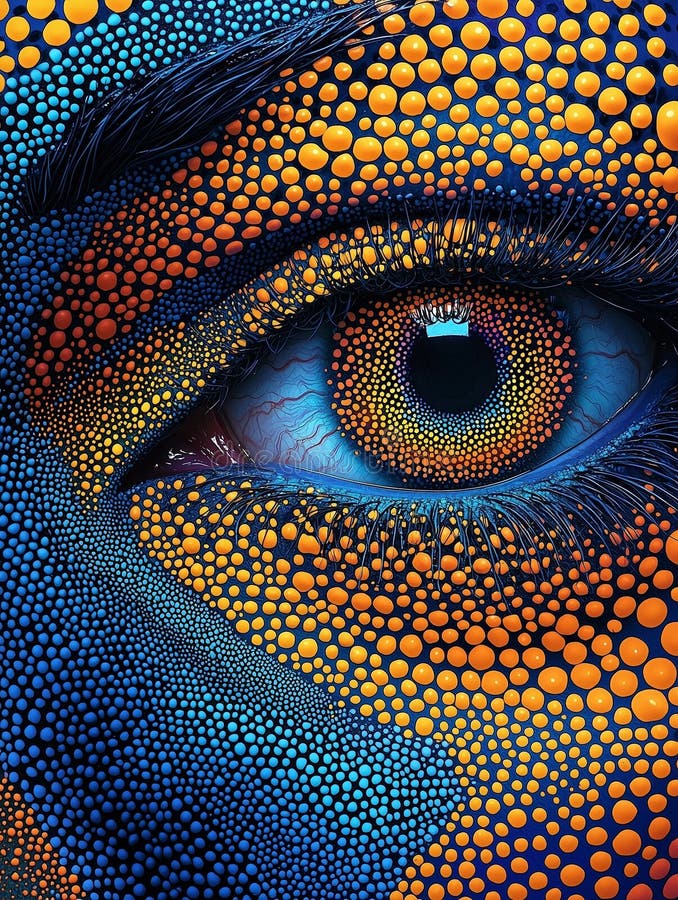 Hypnotic Psychedelic Eyes Made of Concentric Polka Dots in Vibrant ...