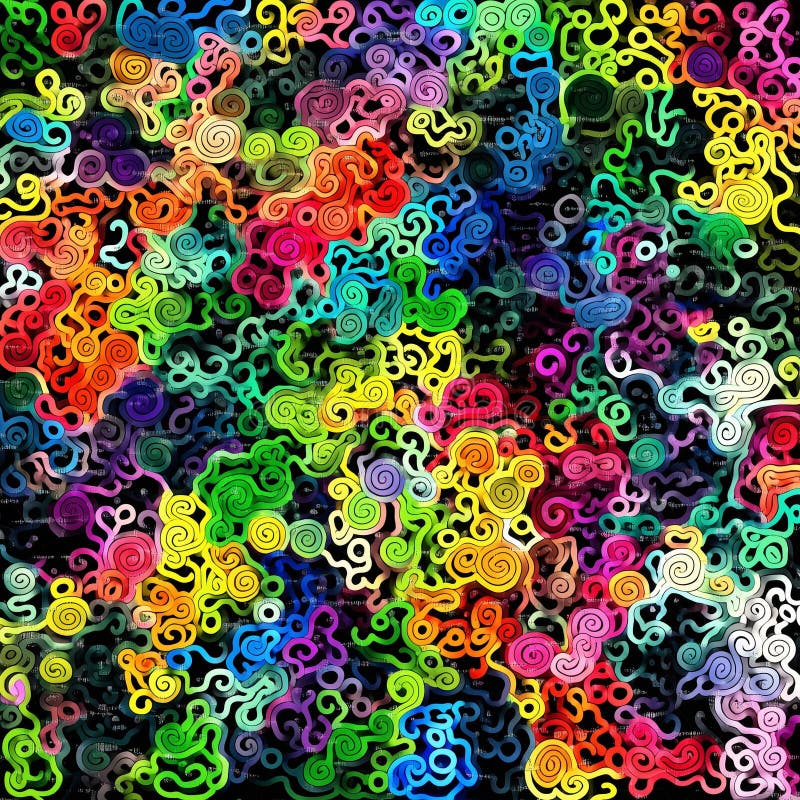 Hypnotic Psychedelic Seamless Pattern with Rainbow Swirls Stock ...