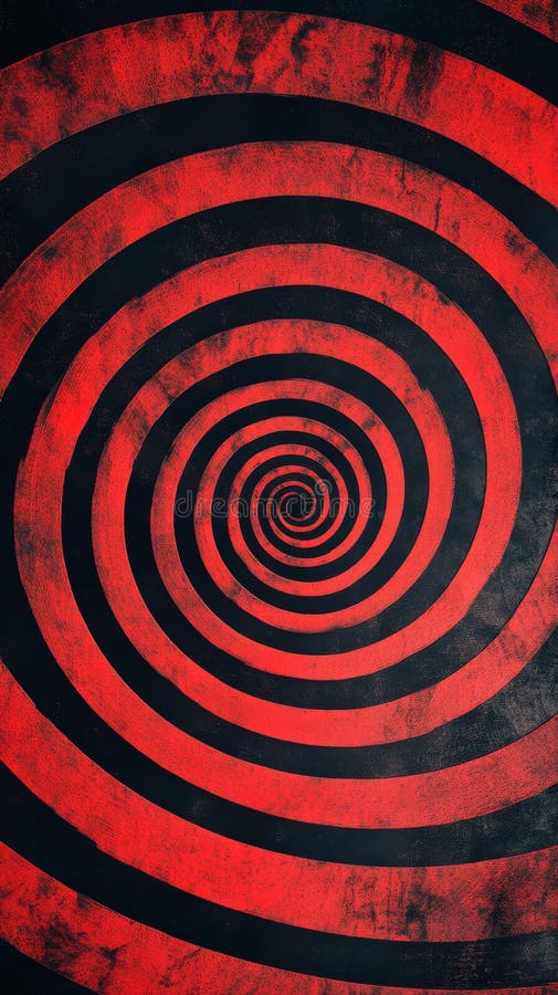 Hypnotic Red and Black Spiral Pattern, Abstract Optical Illusion ...