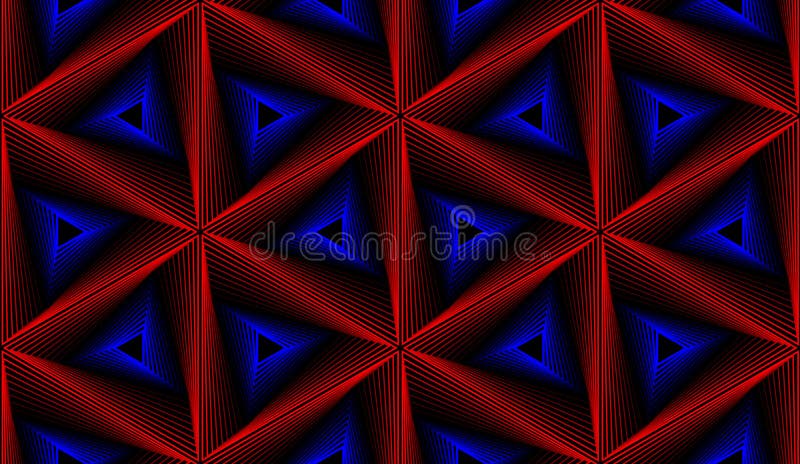Hypnotic Seamless Pattern with Red-blue Triangular Structures Creating ...