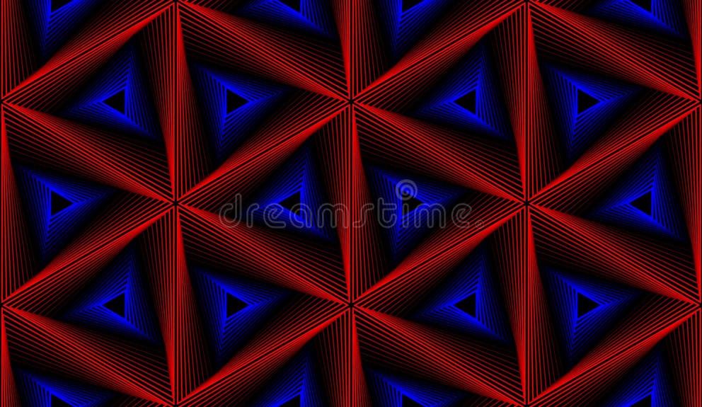 Hypnotic Seamless Pattern with Red-blue Triangular Structures Creating ...