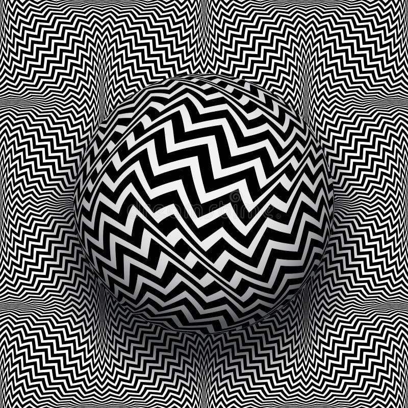 Hypnotic Sphere on Patterned Warped Texture. Vector Black White Optical ...