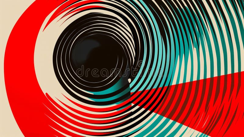 Hypnotic Spiral Patterns in Red, Teal, and Black, Drawing You into a ...