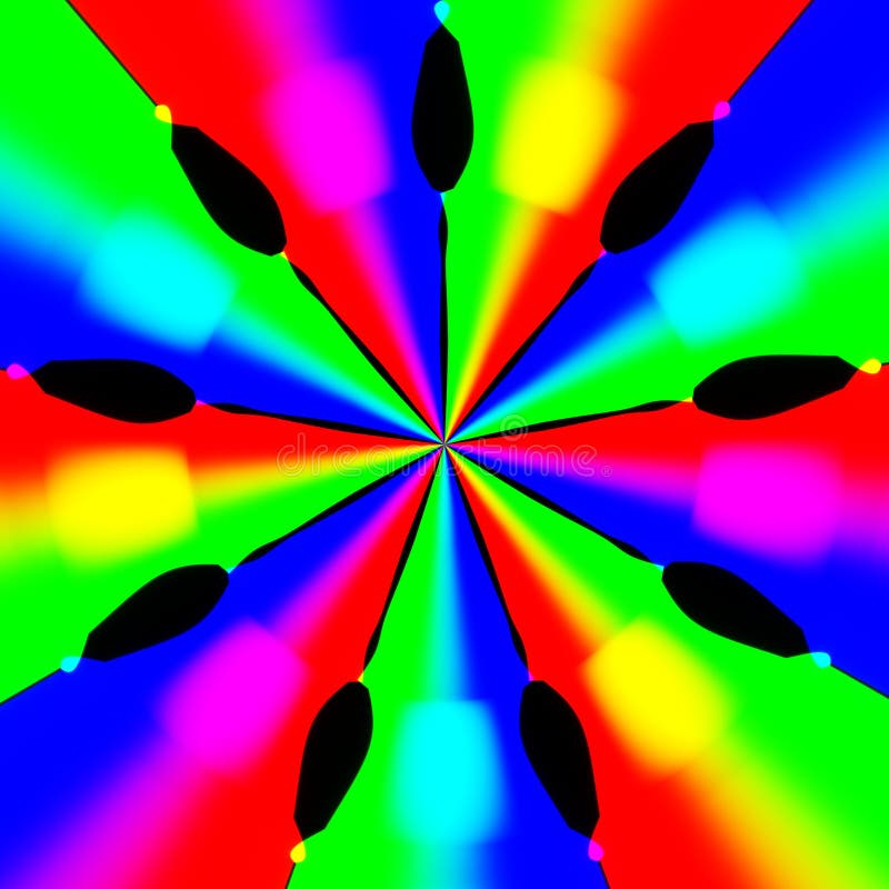 Psychotic Abstract Hypnotic Multicolor Flower in Black Background Stock ...