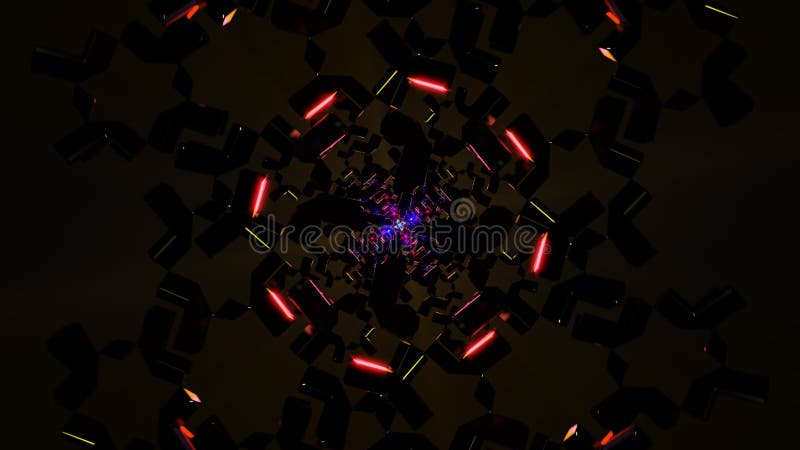 Hypnotic VJ Loop with Neon Rotating Geometry and Pulsating Lights Stock ...