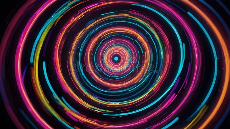 A Hypnotic Vortex of Soft Neon Lines Swirling in a Circular Motion ...