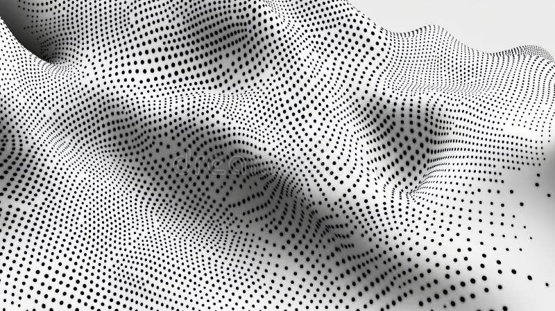 Hypnotic Waves of Black Dots Ripple Across a Cool, Blue Fabric Texture ...