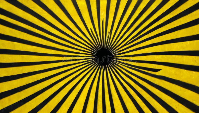 Hypnotic Yellow and Black Radiating Pattern Stock Illustration ...