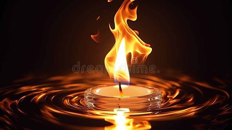 Hypnotizing Fire Flame of a Candle with Dancing Shadows Stock ...