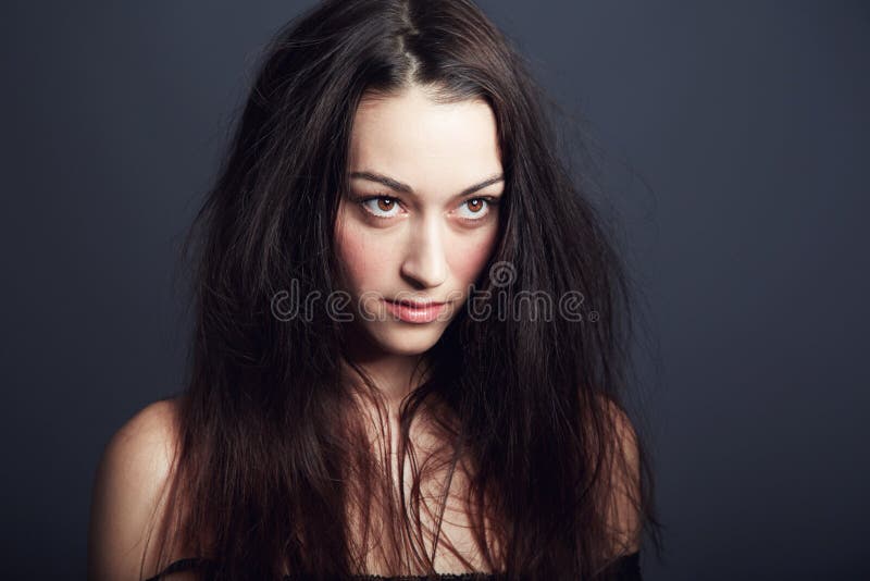 A Hypnotizing Stare. a Beautiful Brunette Looking Ahead of Her with a ...